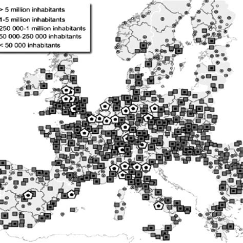 The Potential Polycentric Integration Areas Pias Source Espon