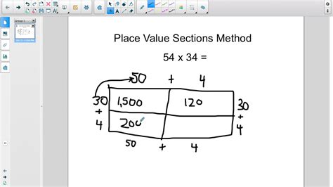 Place Value Sections Method 2 Digit By 2 Digit Multiplication Youtube
