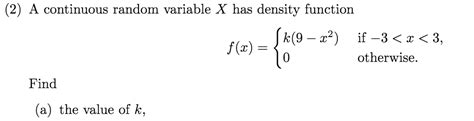 Calculus Continuous Random Variable Density Function Mathematics