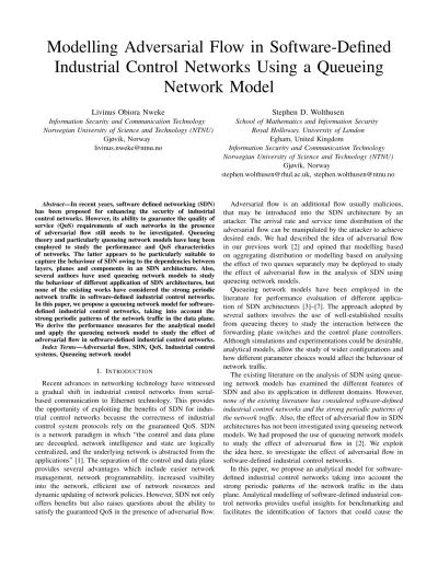 Modelling Adversarial Flow In Software Defined Industrial Control