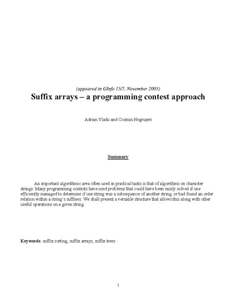 Suffix Array Suffix Array Data Structure And Algorith Appeared In GInfo 15 7 November 2005