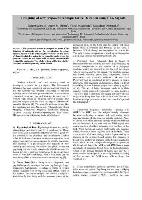 pdf designing of new proposed technique for lie detection using eeg