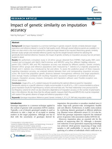 Pdf Impact Of Genetic Similarity On Imputation Accuracy
