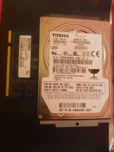 هارد لاب توب توشيبا 250 ورام 2 جيجا ddr2 اكسسوارات و قطع غيار كمبيوتر