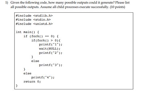 Solved 1 Given The Following Code How Many Possible