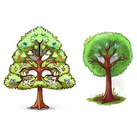 Colorful Tree Sketch Png 10