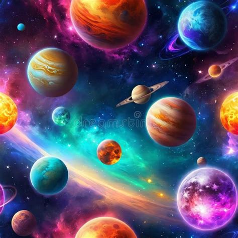 Planetary System With Multiple Planets Large Brightly Colored Gas Giant And A Rocky Planet