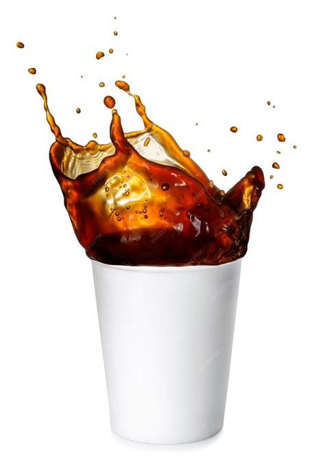 Premium Photo Disposable White Paper Cup With Splash Of Coffee