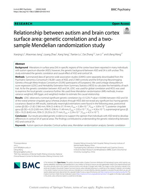 Pdf Relationship Between Autism And Brain Cortex Surface Area