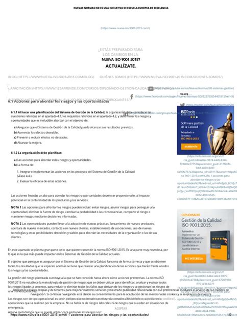 6 1 Acciones Para Abordar Los Riesgos Y Las Oportunidades Iso 9001 2015 2 Descargar