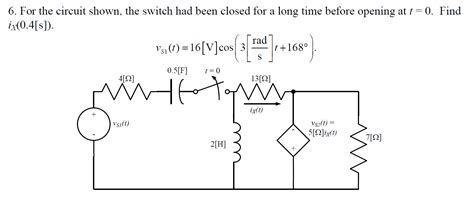 Solved For The Circuit Shown The Switch Had Been Closed For