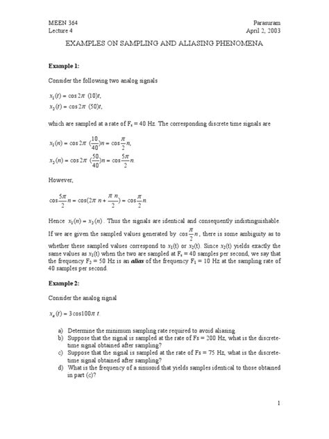 understanding aliasing and sampling through practical examples pdf