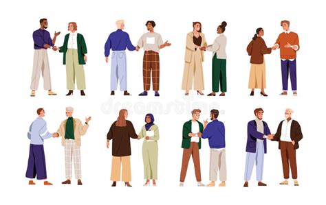 Business People Shaking Hands Set Agreement Trust Cooperation Concept Stock Vector