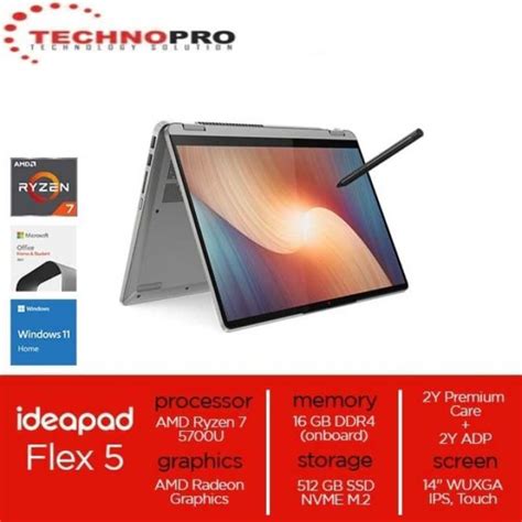 Promo Lenovo IdeaPad Flex 5 1LID AEID ADID AMD Ryzen 7 5700U 16GB 512GB SSD AMD Radeon