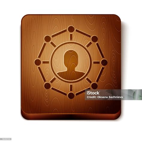 갈색 프로젝트 팀 기본 아이콘이 흰색 배경에 격리되어 있습니다 비즈니스 분석 및 계획 팀 워크 프로젝트 관리 개발자 나무 사각형 버튼입니다 벡터 일러스트레이션 개념에 대한