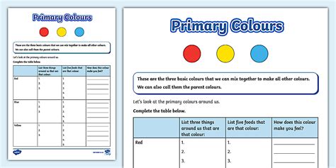 Primary Colours Activity Sheet