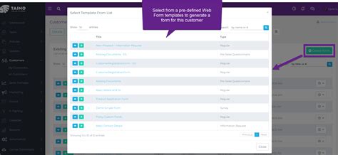 taino solutions help center generating web forms