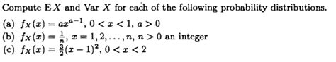 Solved Compute Ex And Varx For Each Of The Following