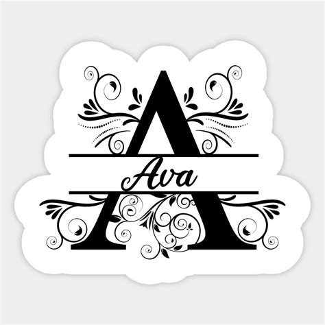Personalized Name Monogram Set A Ava Sticker Monogram Custom Stickers Stickers