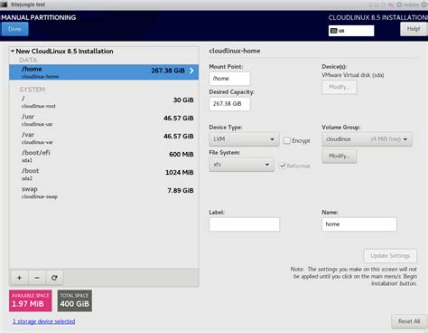 Best Partitioning For The CPanel WHM Optimized SiteJungle