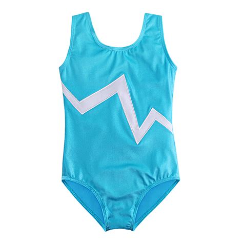 Girls Shiny Gymnastics Leotards Sleeveless Blue Fl Vicedeal