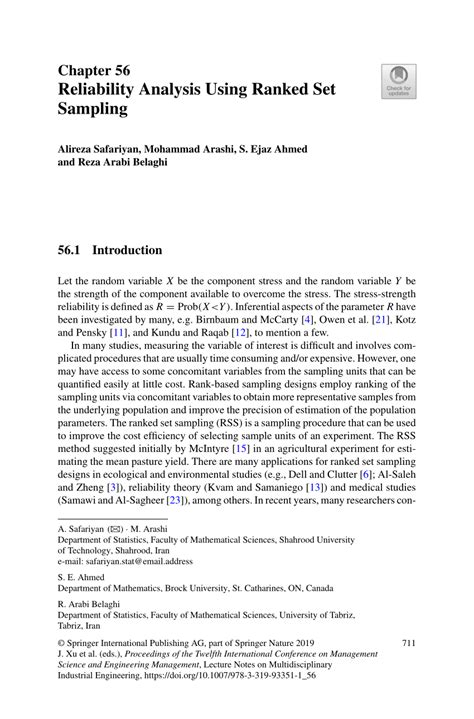 Pdf Reliability Analysis Using Ranked Set Sampling