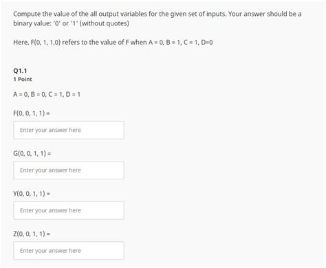 Compute The Value Of The All Output Variables For The Chegg