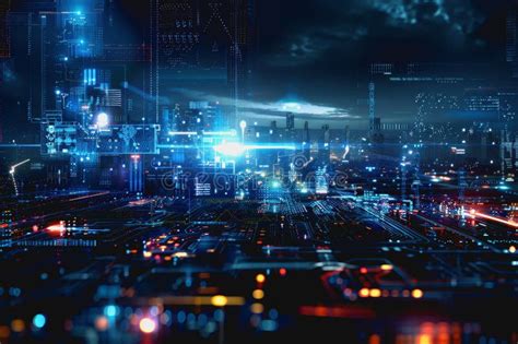 Modern Digital Landscape With Blue Circuits And Interconnected Networks Futuristic Cyber