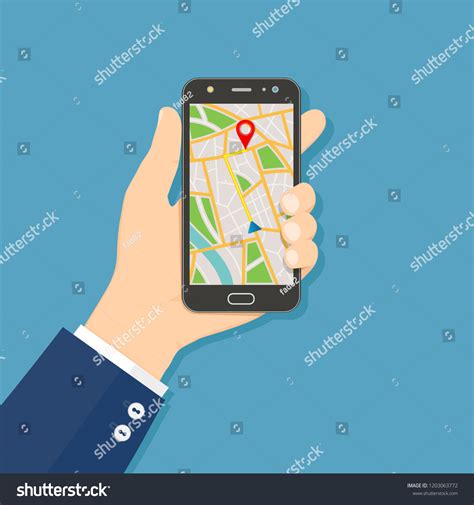 Gps Navigation Flat Design Concept Hand Stock Vector Royalty Free Shutterstock