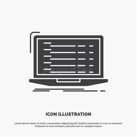 Api App Coding Developer Laptop Icon Glyph Vector Gray Symbol For Ui And Ux Website Or