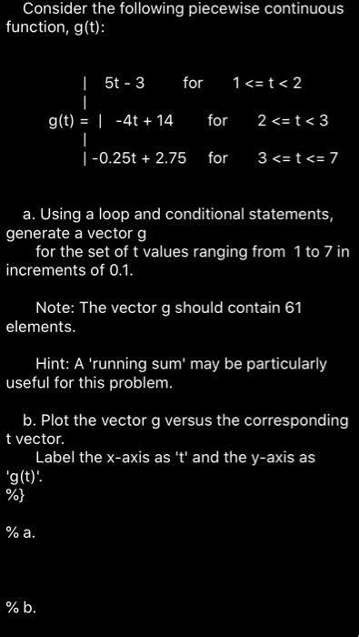 Solved Consider The Following Piecewise Continuous Function