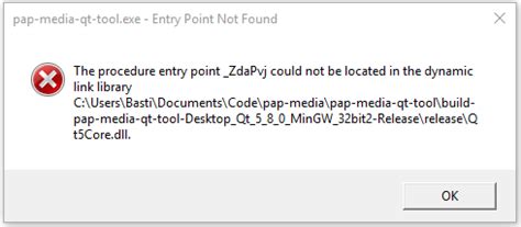 Procedure Entry Point Not Located When Deploying Qt Mingw Application