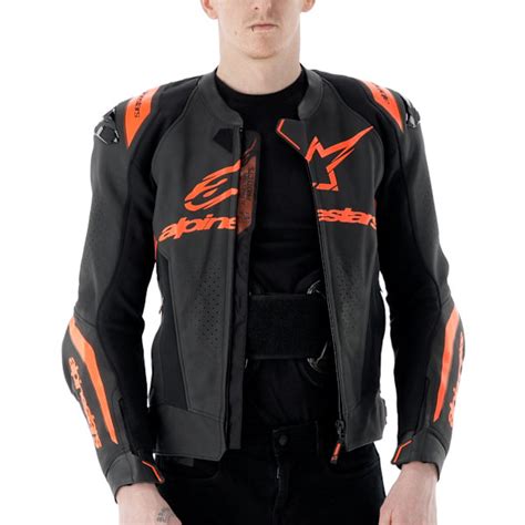 Alpinestars Missile V3 Ignition Leather Jacket Black Red Fluo