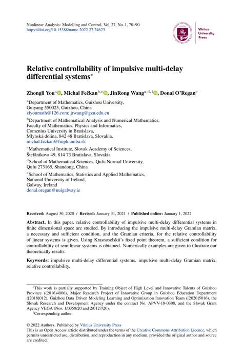 Pdf Relative Controllability Of Impulsive Multi Delay Differential