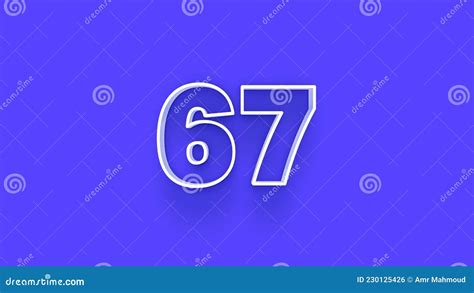 Blue 3d Symbol Of 67 Number Icon On Blue Background Royalty Free Stock