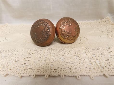 Antique Brass Door Knobs Art Nouveau Embossed Door Knobs Repousse Door