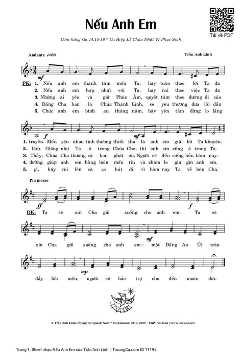 Sheet Nếu anh em thành tâm mến Ta hãy tuân theo lời Ta đã truyền PDF tải về sheet