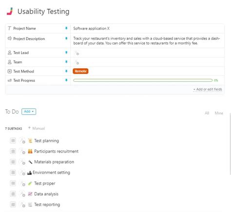 Usability Testing Plan Template By Clickup™