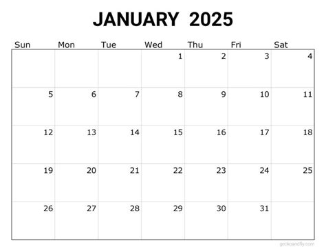 2025 Printable Monthly Calendar Free Pdf