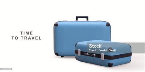 흰색 배경에 3d 현실적인 파란색 여행 가방입니다 벡터 그림입니다 0명에 대한 스톡 벡터 아트 및 기타 이미지 0명 3차원 형태 가방 Istock