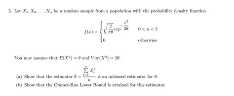 solved 5 let x1 x2 … xn be a random sample from a