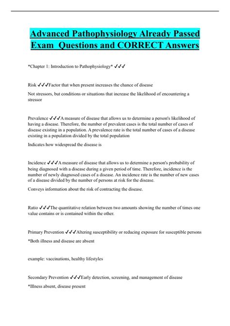 Advanced Pathophysiology Already Passed Exam Questions And Correct