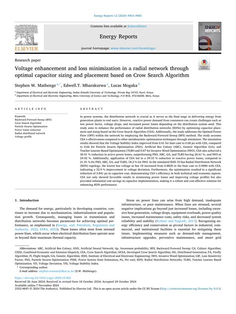 pdf voltage enhancement and loss minimization in a radial network