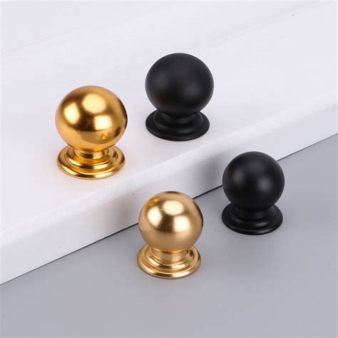 Solid Single Hole Aluminium Cabinet Handle Round Gold Furniture Drawer