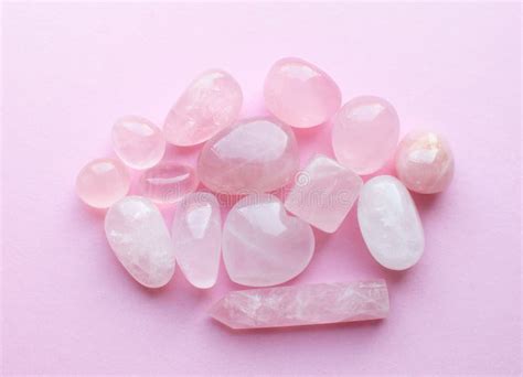 Pink Healing Chakras Rose Quartz Crystals Minerals For Women Stock