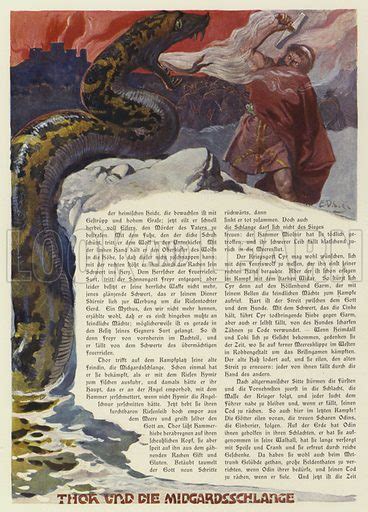 Thor Battling The Midgard Serpent At The Battle Of Ragnarok Stock Image Look And Learn