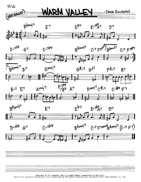 Play Official Version Of Warm Valley Sheet Music By Duke Ellington For