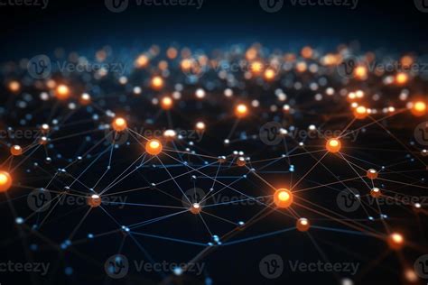 Futuristic Visualization Of Interconnected Digital Nodes With Dark