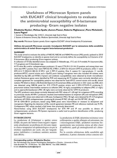 Pdf Usefulness Of Microscan System Panels With Eucast Clinical Breakpoints To Evaluate The