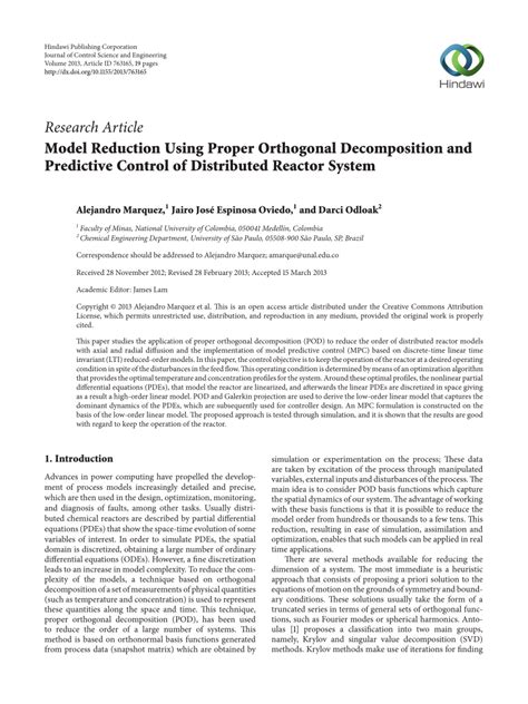 Pdf Model Reduction Using Proper Orthogonal Decomposition And Predictive Control Of